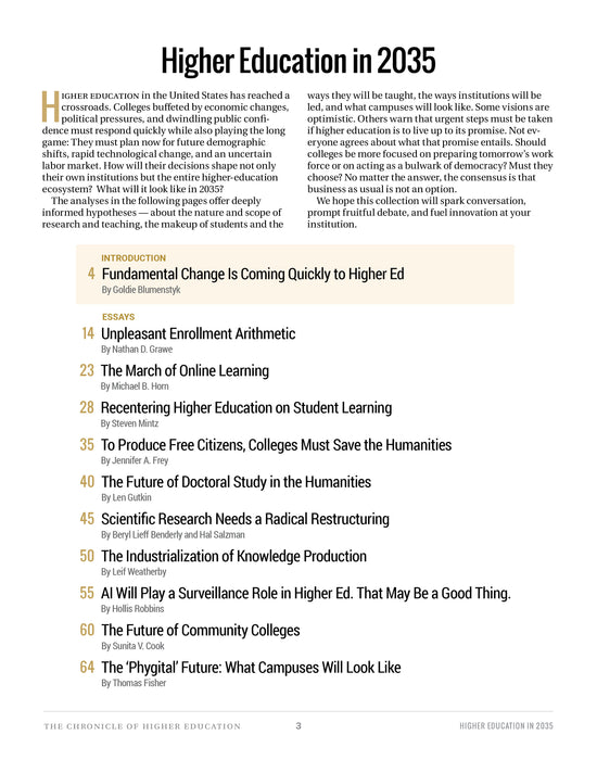 Higher Education in 2035 | The Chronicle of Higher Education ...